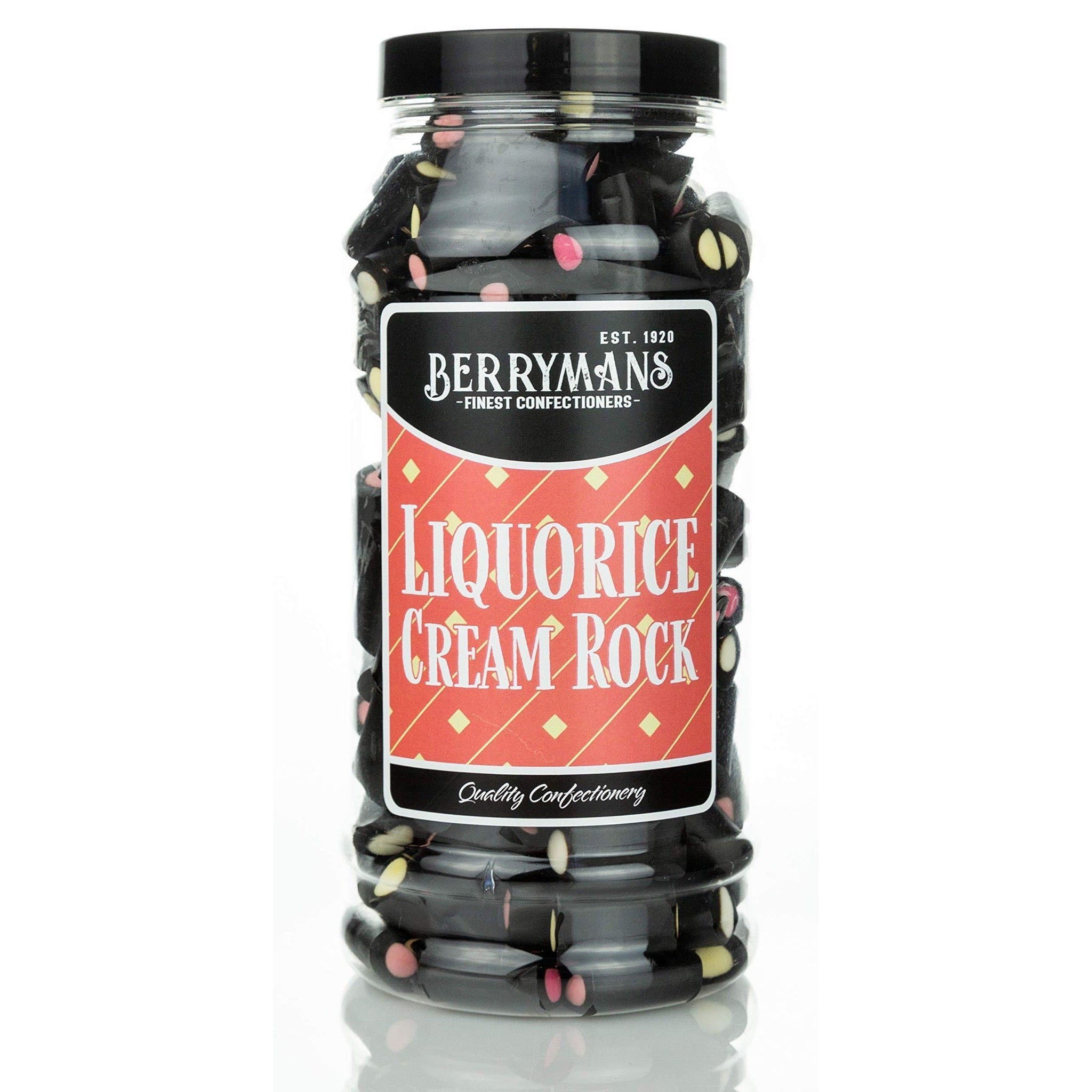 Liquorice Cream Rock Sweet Jar | Berrymans Sweets